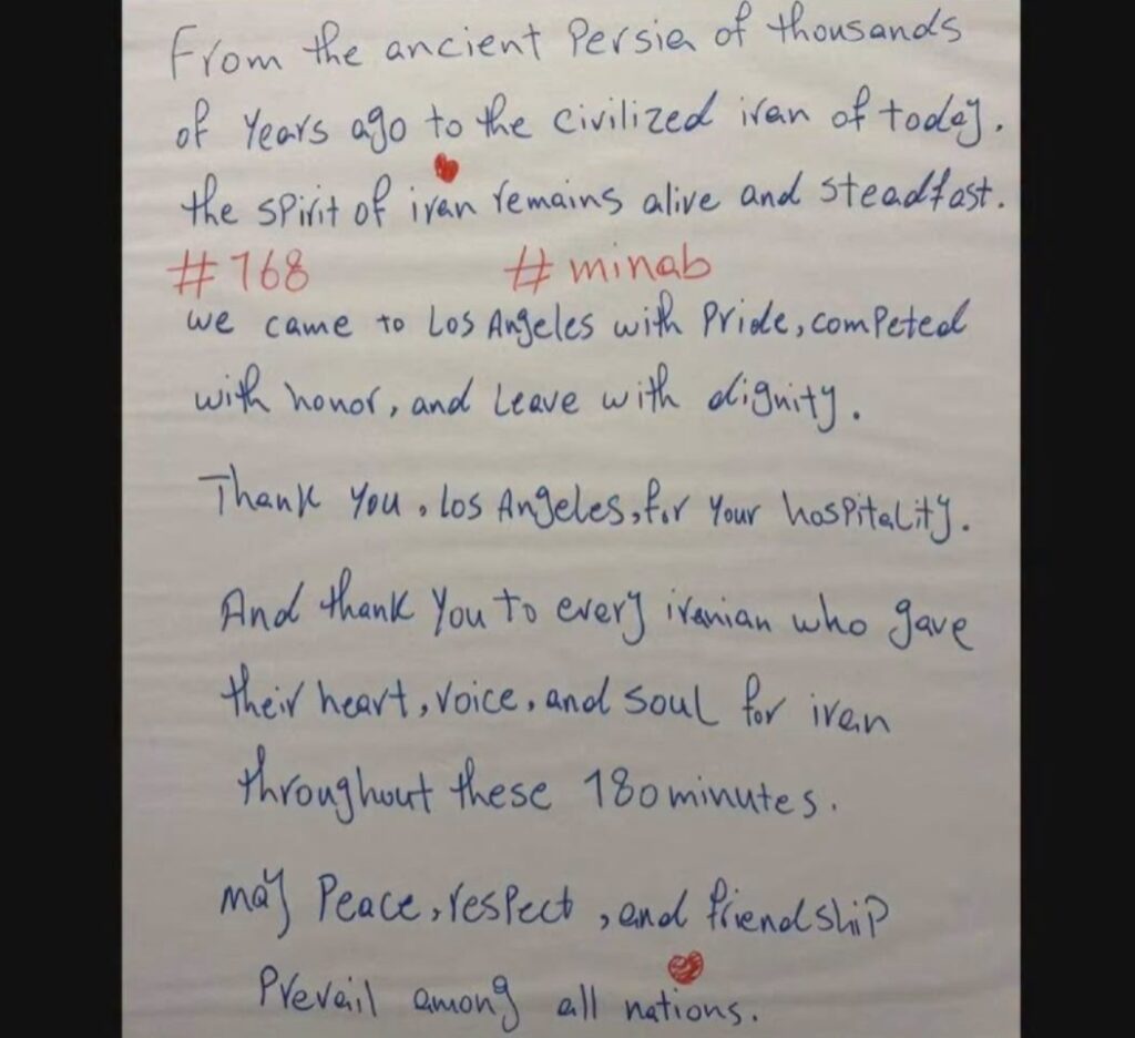FIFA World Cup: Handwritten note from Iran calls for peace after 0-0 ...
